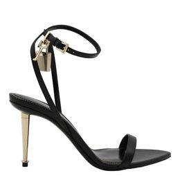 Tom Ford Sandalen - High Stiletto Sandals With Gold Padlock Charm - Gr. 40 (EU) - in Schwarz - f&uuml;r Damen