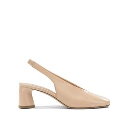 Halmanera Hohe Schuhe - Slingback Heeled Pumps With Glossy Finish - Gr. 37 (EU) - in Beige - f&uuml;r Damen