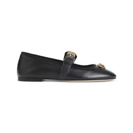 Versace Pointed Toe Black Leather Flats With Gold Medusa A - Gr. 38,5 (EU) - in Schwarz