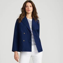 LANDS' END Wasserabweisender kurzer Trenchcoat, Damen,  Blau, Polyester, by Lands' End