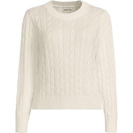LANDS' END Zopfmuster-Pullover DRIFTER, Damen,  Wei&szlig;, Baumwolle, by Lands' End