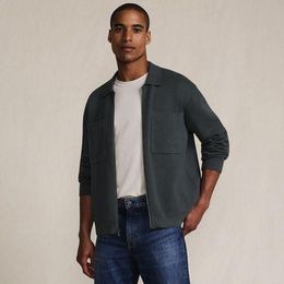 LANDS' END Feinstrick-Cardigan mit Rei&szlig;verschluss, Herren,  Grau, Baumwolle, by Lands' End