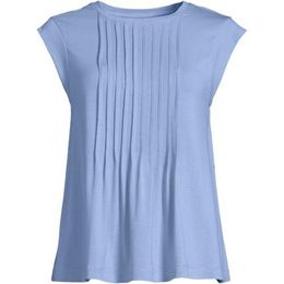 LANDS' END Kurz&auml;rmeliges Biesenshirt aus Baumwolle/Modal-Mix, Damen,  Blau, Baumwolle Modal, by Lands' End