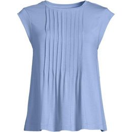 LANDS' END Kurz&auml;rmeliges Biesenshirt aus Baumwolle/Modal-Mix, Damen,  Blau, Baumwolle Modal, by Lands' End
