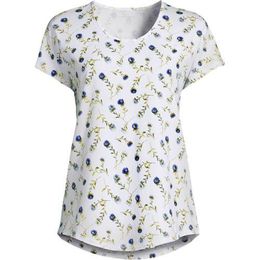 LANDS' END Shirt aus Baumwolle/Modal-Mix mit Ballett-Ausschnitt, Damen,  Wei&szlig;, Baumwolle Modal, by Lands' End