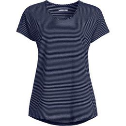 LANDS' END Shirt aus Baumwolle/Modal-Mix mit Ballett-Ausschnitt, Damen,  Blau, Baumwolle Modal, by Lands' End
