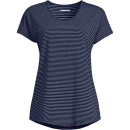 LANDS' END Shirt aus Baumwolle/Modal-Mix mit Ballett-Ausschnitt, Damen,  Blau, Baumwolle Modal, by Lands' End