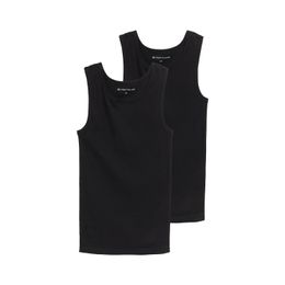 Tom Tailor Herren Tanktops mit Rippstruktur im 2er-Pack, schwarz, Uni, Gr. M/5