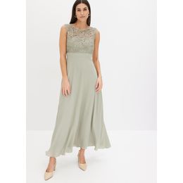 bonprix Maxikleid mit Spitze, gr&uuml;n, Gr.54, Elegantes Abendkleid mit Spitze im Oberteil und einem R&uuml;cken-Cut-Out