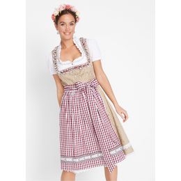 bonprix Dirndl mit Sch&uuml;rze knieumspielend (2-tlg. Set), beige, Gr.42, Traditionelles Dirndl mit Sch&uuml;rze, 60% Polyester