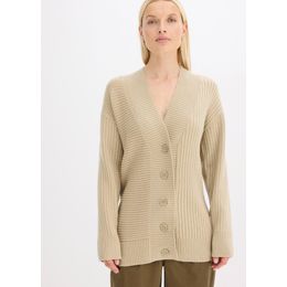 bonprix Cardigan mit Rippstrickmuster, beige
