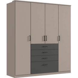 Kleiderschrank wimex "Cottbus, in wei&szlig; oder grau modern kombiniert mit graphitfb.Schubladen", grau (saharagrau, grafit), B:180cm H:199cm T:58cm, Schr&auml;nke, Kleiderschrank, mit 4 Schubladen, wahlweise mit oder ohne Spiegel