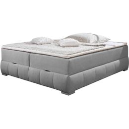 Boxbett OTTO HOME "Wehma", grau, B:164cm L:204cm, Komplettbetten, ohne Kopfteil, inklusive Topper und Bettkasten
