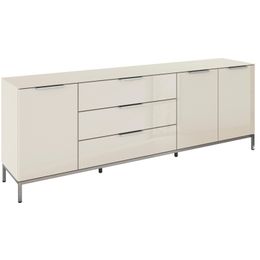 Kombikommode Rauch "Kommode T&uuml;rkommode Sideboard Kombikommode FLIPP mit Glasfront", beige (beige, glas beige (champagner)), B:200cm H:71cm T:42cm, Holzwerkstoff, Sideboards, Kombikommode, 3-t&uuml;rig, 3 Schubladen, Soft-Close-Funktion, Oberboden und Front Glas