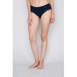 JOOP! Panty JOOP "Pure", Damen, Gr. 42, blau (navy), Obermaterial: 95% Modal, 5% Elasthan, unifarben, k&ouml;rpernah, Unterhosen Panty, mit charmanten Spitzendetails