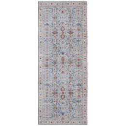 Teppich NORTHRUGS "Vivana" Gr. 12, blau (himmelblau), B:80cm H:5mm L:200cm, Polyester, Teppiche, Teppich, Orientalisch, L&auml;ufer, Vintage, Wohnzimmer, Schlafzimmer, Esszimmer