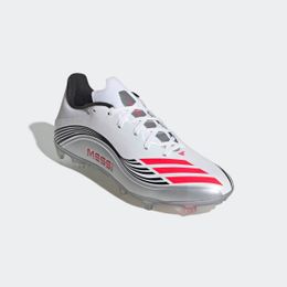 Fu&szlig;ballschuh adidas Performance "F50 MESSI LEAGUE FG/MG", Damen, Gr. 42, silber (cloud wei&szlig;, lucid rot, silber metallic), Synthetik, Schuhe Fu&szlig;ballschuh, geeignet f&uuml;r Rasen- und Kunstrasenpl&auml;tze