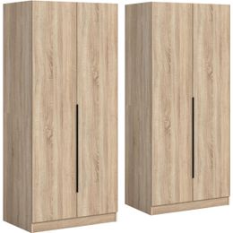 Schrank-Set Home Affaire, B:160cm H:180cm T:52cmsonoma eiche nachbildung, Spanplatte, Kastenm&ouml;bel-Sets, "Skarde moderner Kleiderschrank