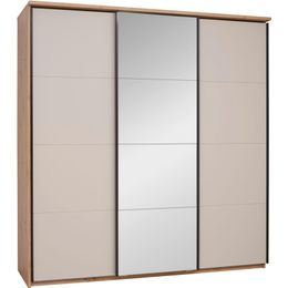 Schwebet&uuml;renschrank Priess "Warburg hochwertiger Schlafzimmerschrank aus Deutschland", grau (eiche artisan, sandgrau), B:215cm H:224cm T:64,5cm, Holzwerkstoff, MDF, Schr&auml;nke, Schwebet&uuml;renschrank, H&ouml;he 224 mit Innendekor Artisan Eiche