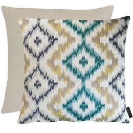 Dekokissen Apelt "Milan in Ikat-Design", natur, blau, ornament, B:45cm H:10cm L:45cm, Mischgewebe, Dekokissen_Sitzkissen_Kissenh&uuml;llen, inclusive Soft-Kissenf&uuml;llung 100% PES