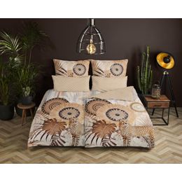 HIP "Raeni" 2 Stk. Mako-Satin, 135x200, Rei&szlig;verschluss, Wendeoptik, Mandala, Leopard Sand