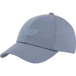 Baseball Cap Tommy Jeans "TJW TJ SCRIPT CAP", Damen, blau (blau moment), Web, Baumwolle, unifarben, Caps, Mit festem Schirm