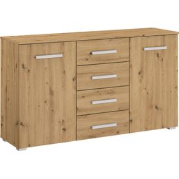 Rauch "Sideboard Kommode Kombikommode KOLUNA mit Dekorfront" Breite 120 cm, vier gro&szlig;e Schubladen, mit insgesamt 4 Einlegeb&ouml;den MADE IN GERMANY
