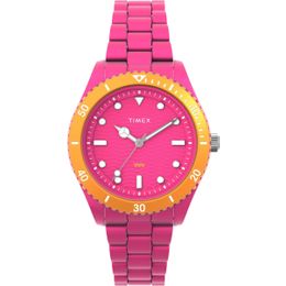 Quarzuhr Timex "LEGACY 37 mm", rosa (pink), Armbanduhren, Damen, Quarzuhr, Armbanduhr, Damenuhr,Kunststoffarmband, Leuchtzeiger