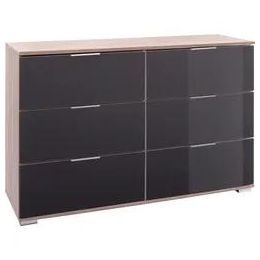 Schubkastenkommode wimex "Easy", braun (struktureichefarben hell, grauglas), B:130cm H:83cm T:41cm, Sideboards, mit Glas- oder Spiegelfront