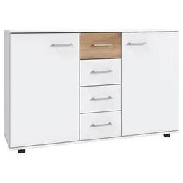 Kombikommode wimex "Taiga", wei&szlig; (wei&szlig;, plankeneiche nachbildung), B:130cm H:83cm T:41cm, Spanplatte, Sideboards, Kombikommode, obere Schublade in Absatzfarbe oder uni wei&szlig;