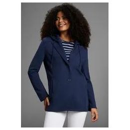 Sweatblazer Kangaroos, Damen, Gr. 42, blau (marine), Sweatware, Obermaterial: 65% Polyester, 35% Baumwolle. Kapuzenfutter: 100% Baumwolle, unifarben, figurumspielend, Blazer, mit abkn&ouml;pfbarer Kapuze
