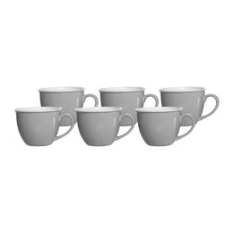 Ritzenhoff & Breker Tasse RITZENHOFF & BREKER "Jumbotassen Doppio 350 ml 6er Set", grau, Porzellan, Trinkgef&auml;&szlig;e, Tasse