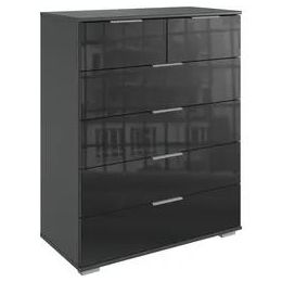 Schubkastenkommode wimex "Easy", grau (graphit, schwarzglas), B:82cm H:102cm T:41cm, Sideboards, mit Glas- oder Spiegelfront
