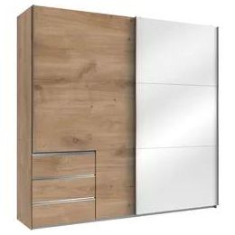 Schwebet&uuml;renschrank wimex "Level by fresh to go", braun (plankeneichefarben, wei&szlig;glas), B:250cm H:236cm T:65cm, Schr&auml;nke, Schwebet&uuml;renschrank, mit Glast&uuml;r