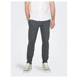 Only & Sons Chinohose ONLY & SONS "ONSMARK SLIM CHECK 020919 PANT NOOS", Herren, Gr. 29, L&auml;nge 32, blau (marineblaus), Web, Obermaterial: 64% Viskose, 31% Polyester, 5% Elasthan, unifarben, slim fit kn&ouml;chellang, Hosen Chinohose