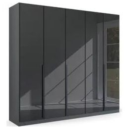 Dreht&uuml;renschrank Rauch "Kleiderschrank Schrank Garderobe Ankleide MODERN BY QUADRA SPIN", grau (graumetallic, glas basalt), B:226cm H:210cm T:54cm, Holzwerkstoff, Schr&auml;nke, Dreht&uuml;renschrank, mit hochwertiger Glasfront und Stangengriff MADE IN GERMANY