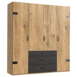 Kleiderschrank wimex "Detroit by fresh to go", beige (raw steel, metall), B:200cm H:218cm T:58cm, Schr&auml;nke, Kleiderschrank