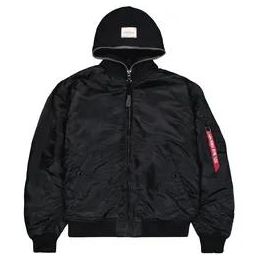 Bomberjacke Alpha Industries "MA-1 D-Tec Studio", Herren, Gr. XXL, schwarz (schwarz, schwarz), Obermaterial: 100% Nylon, Futter: 100% Nylon, Kapuze: 75% Baumwolle, 25% Polyester, F&uuml;llung: 100% Polyester, Jacken Bomberjacke