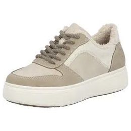 Plateausneaker Rieker, Herren, Gr. 41, beige (beige, creme), Nubuklederimitat, Schuhe Plateausneaker, Retro-Sneaker, Schn&uuml;rschuh, Halbschuh mit Teddyfutter