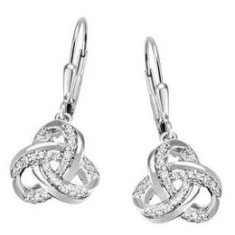 Paar Ohrh&auml;nger Firetti "Schmuck Geschenk Silber 925 Ohrschmuck Patentbrisur Knoten Glitzer", silber (silberfarben, kristallwei&szlig;, kristallwei&szlig;), Ohrringe, Damen, Silber 925 (Sterlingsilber), mit Zirkonia (synth.)