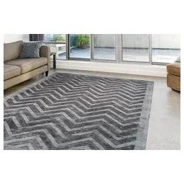 Teppich Kayoom "Luxury 410" Gr. 6, grau (anthrazit), B:200cm H:13mm L:290cm, Viskose, Teppiche, Teppich, Wohnzimmer