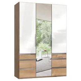 Kleiderschrank wimex "Level by fresh to go", braun (plankeneichefarben, wei&szlig;glas), B:150cm H:216cm T:58cm, Schr&auml;nke, Kleiderschrank Dreht&uuml;renschrank, mit Glas-und Spiegelt&uuml;ren