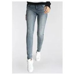 Skinny-fit-Jeans Arizona "Ultra-Stretch, sehr bequem, gut zu kombinieren", Damen, Gr. 50, N-Gr, blau (blau used), Denim/Jeans, Obermaterial: 74% Baumwolle, 24% Polyester, 2% Elasthan, skinny fit lang, Jeans, extra-eng geschnittene Beinform, normale Leibh&ouml;he