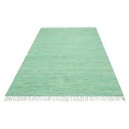 Teppich OTTO HOME "Paul" Gr. 2, gr&uuml;n (mint), B:70cm H:5mm L:140cm, Baumwolle, Teppiche, Teppich, Wendeteppich, Uni, handgewebt, mit Fransen, reine Baumwolle, L&auml;ufer
