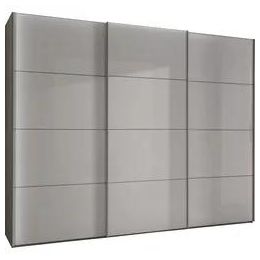 Schwebet&uuml;renschrank Wiemann "Kos", grau (havanna, dekor, glas kieselgrau), B:246,3cm H:217cm T:67cm, Glas, Holzwerkstoff, Schr&auml;nke, Schwebet&uuml;renschrank, mit Schattenfuge