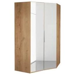 Eckkleiderschrank wimex "Level by fresh to go", braun (plankeneichefarben), H:216cm, Schr&auml;nke, Eckkleiderschrank, mit Spiegelt&uuml;ren