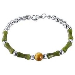 Armband Firetti "Schmuck Geschenk Edelstahl Armschmuck Erbskettengliederung Natursteine", gr&uuml;n (edelstahlfarben, braun, oliv, braun, oliv), Armb&auml;nder, Damen, 20cm, Edelstahl, Armband, mit Jade, Tigerauge