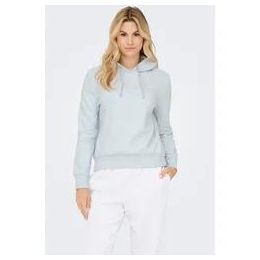 Kapuzensweatshirt Only "ONLNOLI L/S HEART HOOD SWT NOOS", Damen, Gr. S, ballad blau detail:silber strings, heart emb, Sweatware, Obermaterial: 60% Baumwolle, 40% Polyester, unifarben, regular fit normal, Rundhals, Rippb&uuml;ndchen, Sweatshirts, Baumwollmischung, regular fit