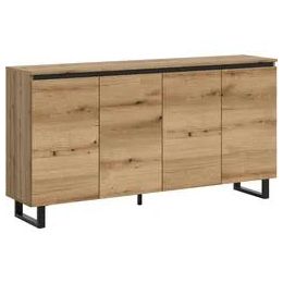 Sideboard Home Affaire "TOMA, Breite: 160 cm, mit Metall-Kufen-Fu&szlig;, 4 T&uuml;ren, 4 Einlegeb&ouml;den", evoke oak nachbildung, B:160cm H:84cm T:36cm, FSC-zertifizierter Holzwerkstoff, Sideboards, Sideboard, Anrichte, Kommode, Schrank, Board, Higboard