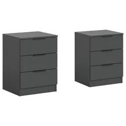 Nachtkommode Home Affaire "Skarde 2 Nachttische, jeweils Breite: 45 cm", anthrazit, B:45cm H:60cm T:40cm, Spanplatte, Sideboards, Skarde, 2er Set Nachtkommoden, 3 Schubk&auml;sten, anthrazit